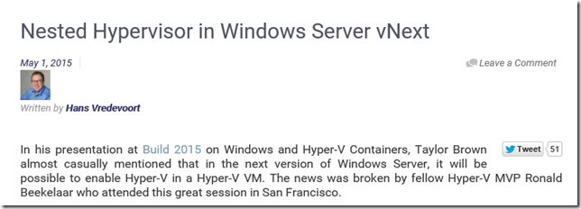 Windows Server vNext – Hyper-V in Hyper-V – The Deployment Bunny